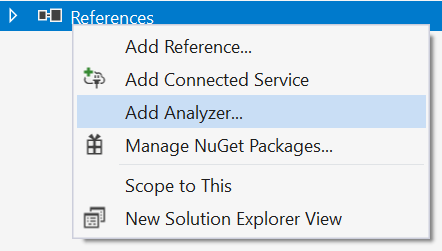 Add "Add Analyzer" context menu item · Issue #5934 · dotnet/project-system · GitHub