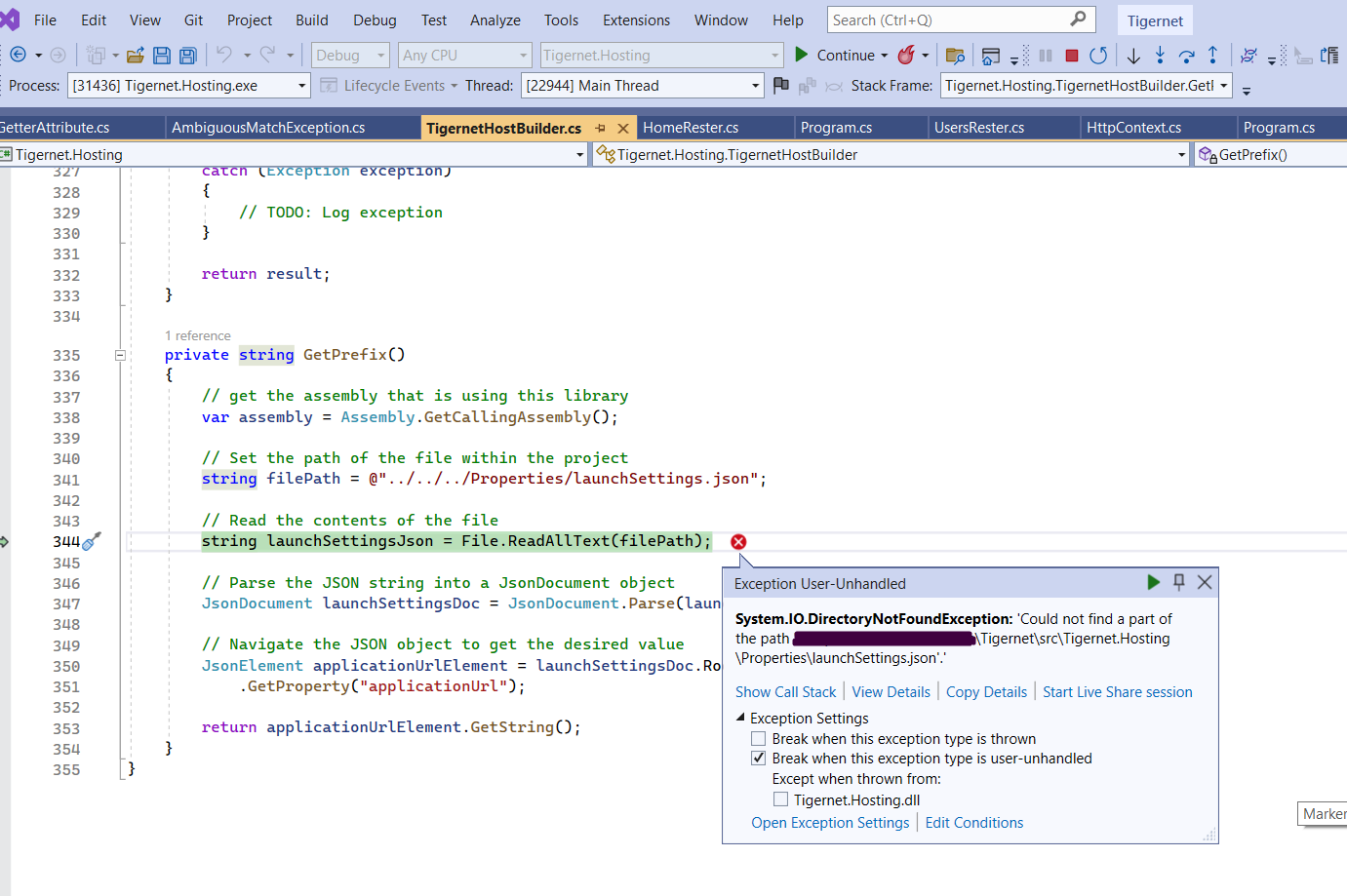 Tigernet.Hosting fails to run · Issue #63 · tigernetframework/Tigernet · GitHub