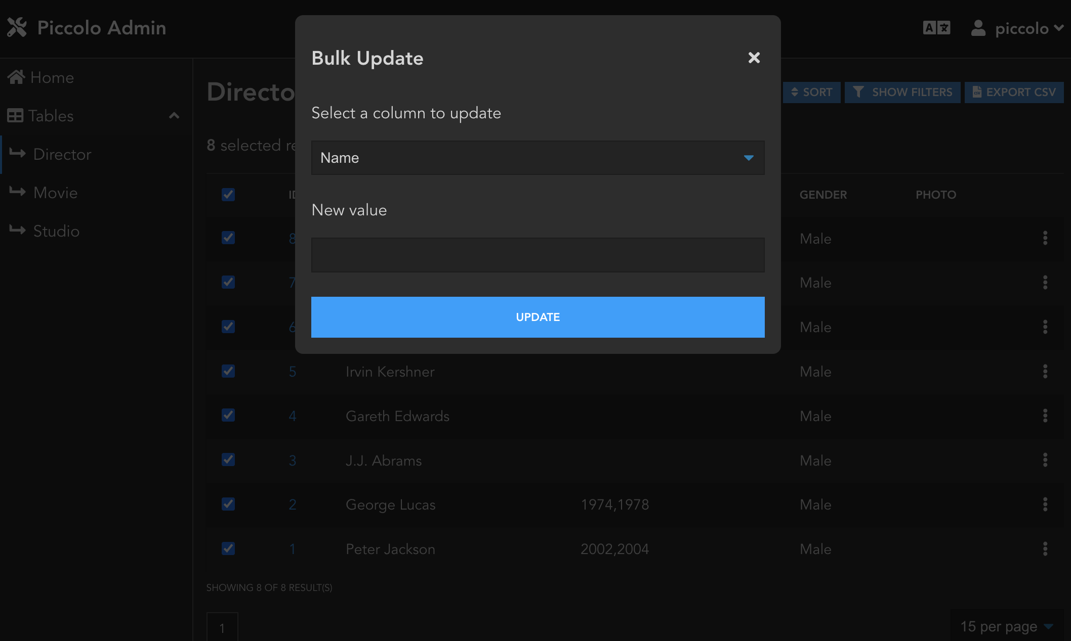 Write Cypress Test For Bulk Updates · Issue 221 · Piccolo Orm Piccolo Admin · Github