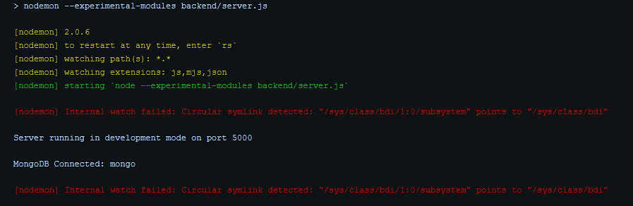 [nodemon] Internal watch failed: Circular symlink detected · Issue #1897 · remy/nodemon · GitHub