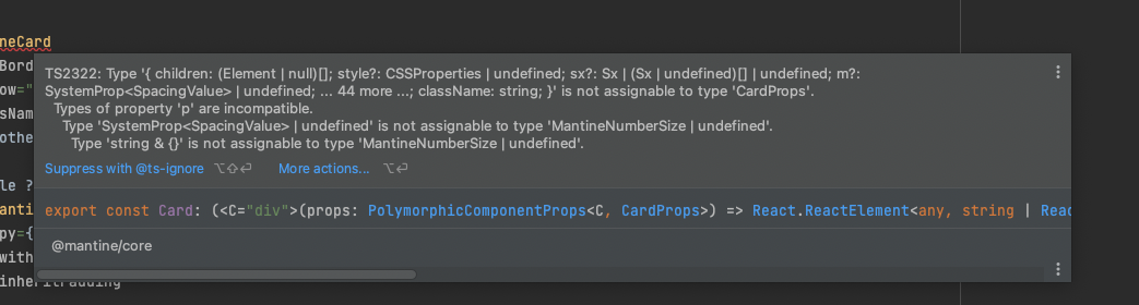 Properties of types 'p' are not assignable to CardProp · Issue #3037 · mantinedev/mantine · GitHub