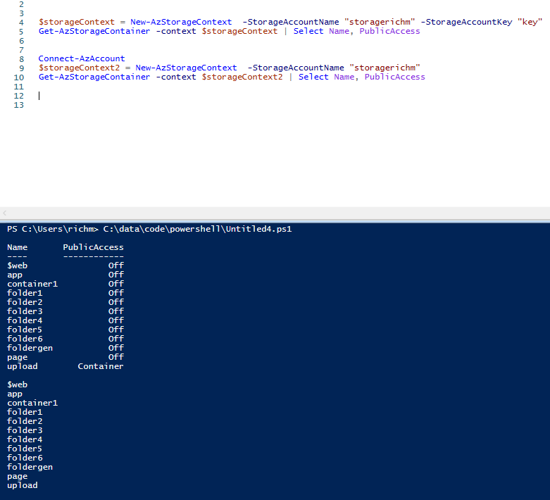 Get-AzStorageContainer Cannot Return "PublicAccess" attribute if using AD-based context · Issue ...