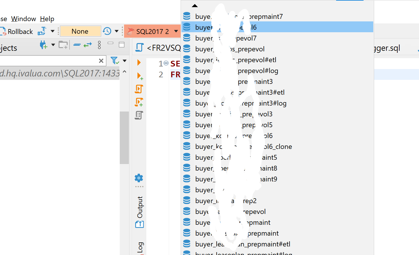 Scroll Down Or Up Using Mouse Wheel In The List Of Databases Displayed In Connection Menu