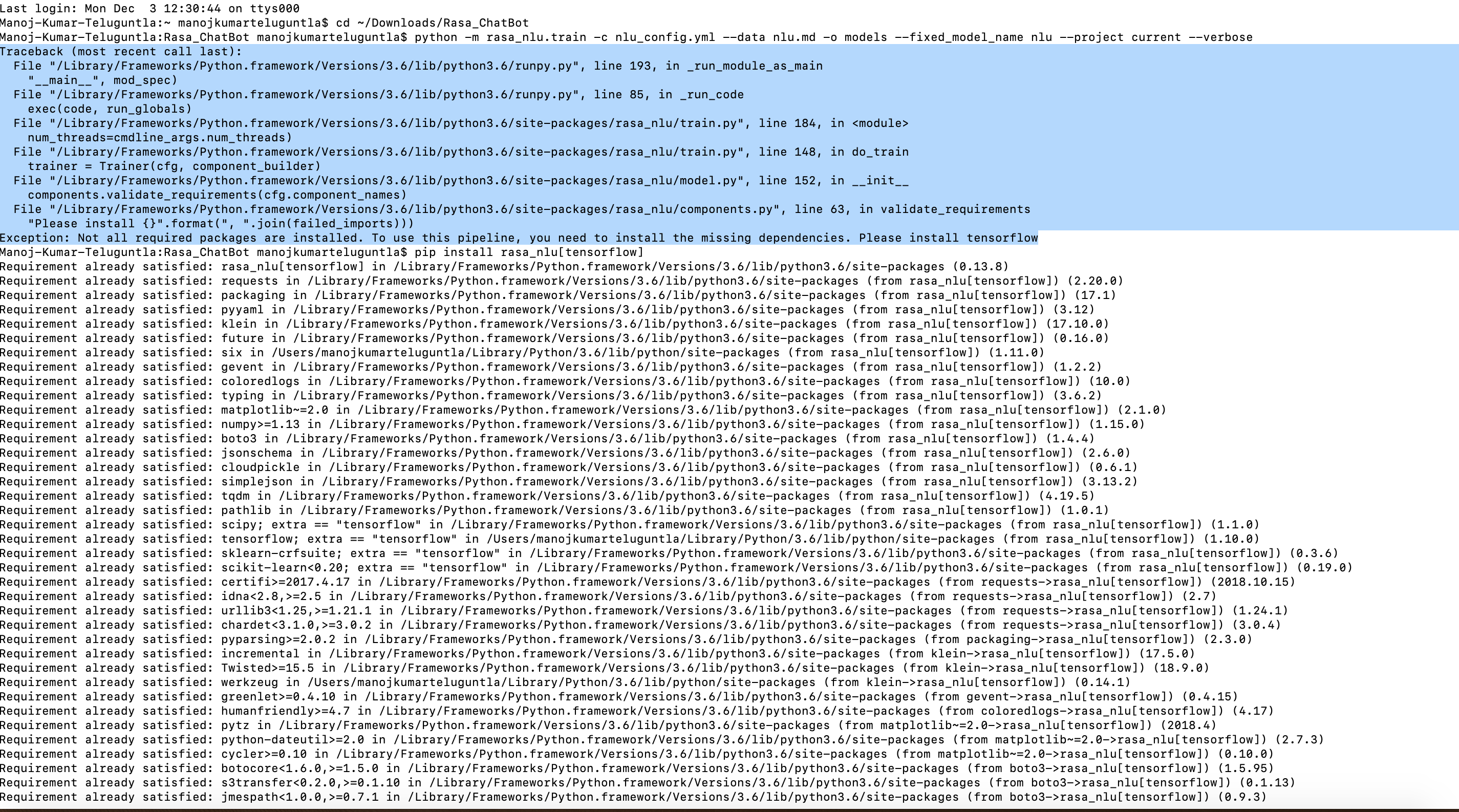 Exception: Not all required packages are installed. To use this pipeline, you need to install ...
