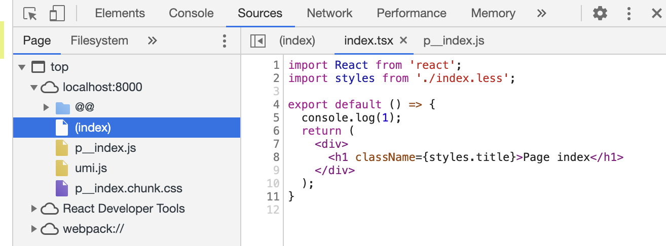 请教下，我用umi dev本地开发，console里的异常信息没有sourcemap映射源文件，该怎么配置？ · Issue #5862 · umijs/umi · GitHub