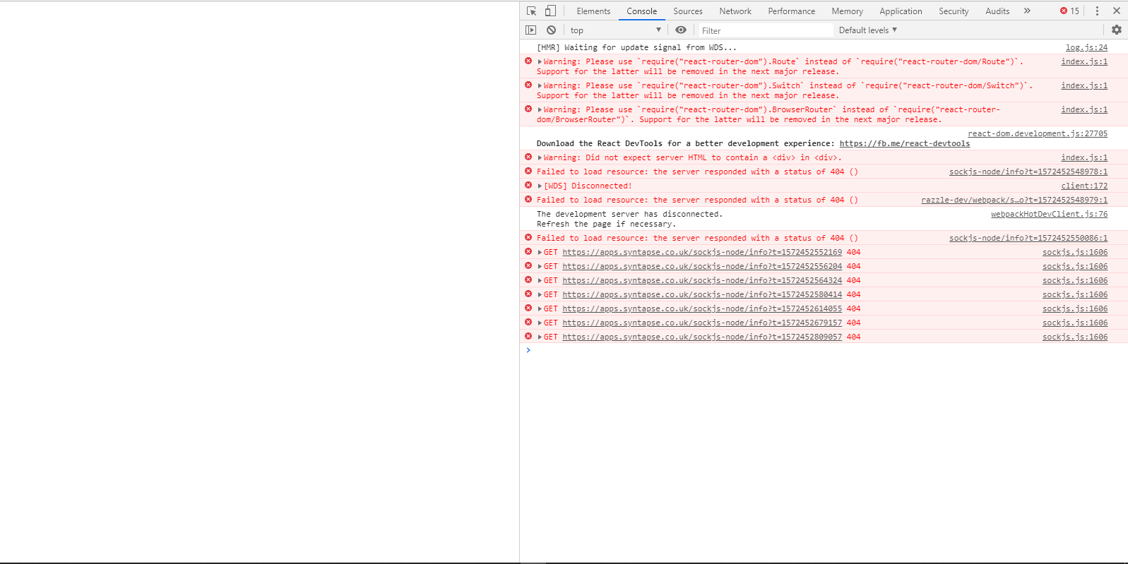 initial page immediately replaced by empty root div? · Issue #1144 · jaredpalmer/razzle · GitHub