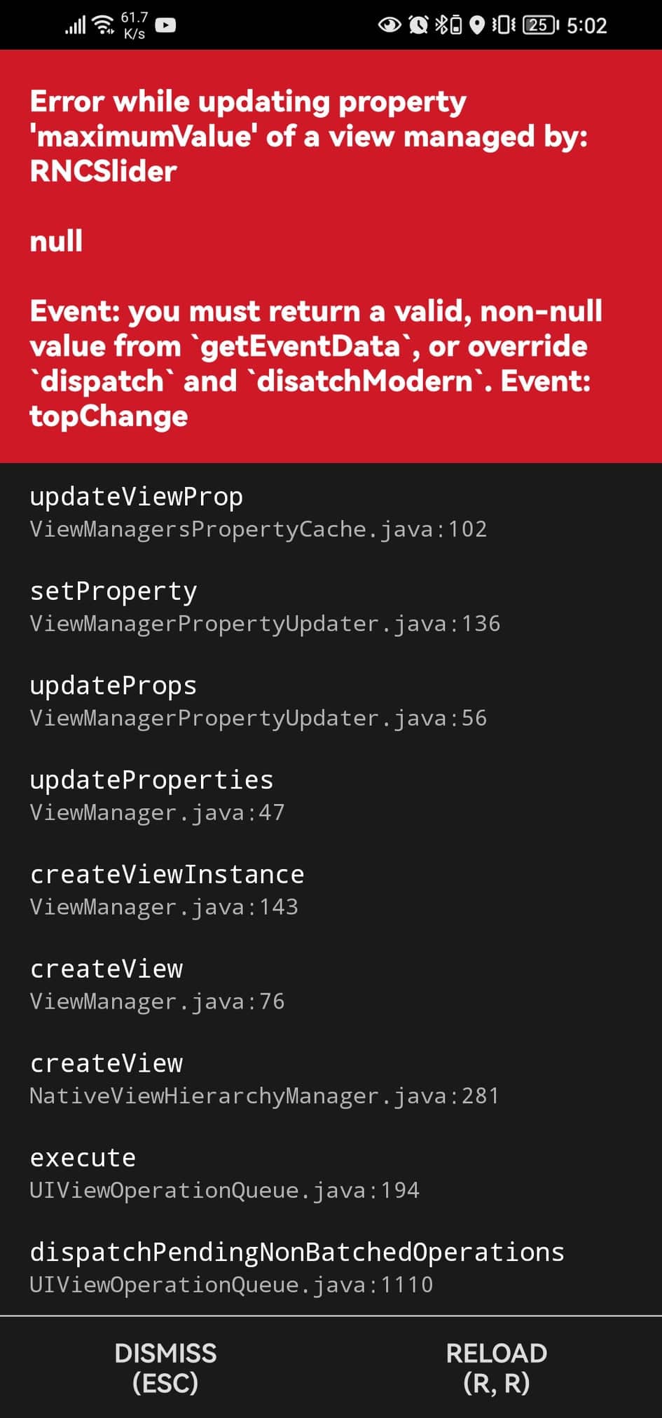 topChange null error while updating a property · Issue #437 · callstack/react-native-slider · GitHub
