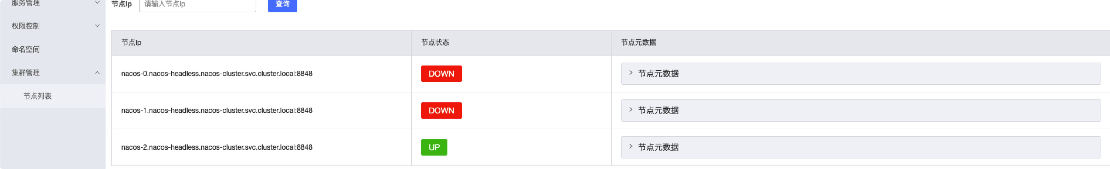 quickstart.sh部署k8s集群，pod启动日志正常，但是在界面上各个节点只在本ip访问的时候是up状态 · Issue #283 · nacos-group/nacos-k8s ...