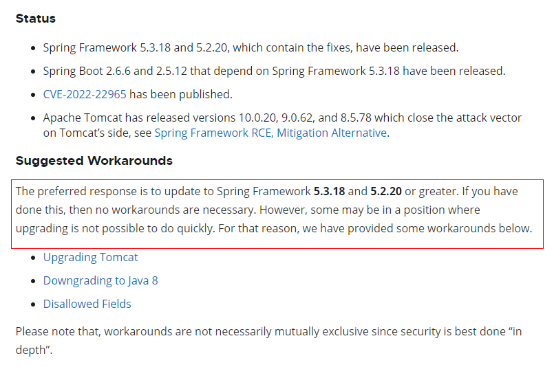Can I just upgrade the spring-framwork version to 5.3.18 to avoid the VULNERABILITY CVE-2022 ...