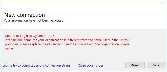 Trying to connect to a · Issue #39 · MscrmTools/MscrmTools.Xrm.Connection · GitHub
