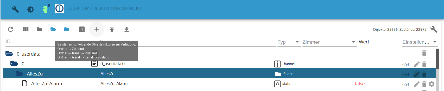 Generating of folder in channel not possible · Issue #1272 · ioBroker/ioBroker.admin · GitHub