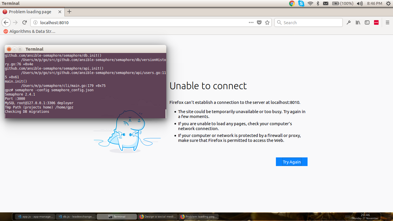 Stuck at Checking DB Migrations · Issue #443 · semaphoreui/semaphore · GitHub