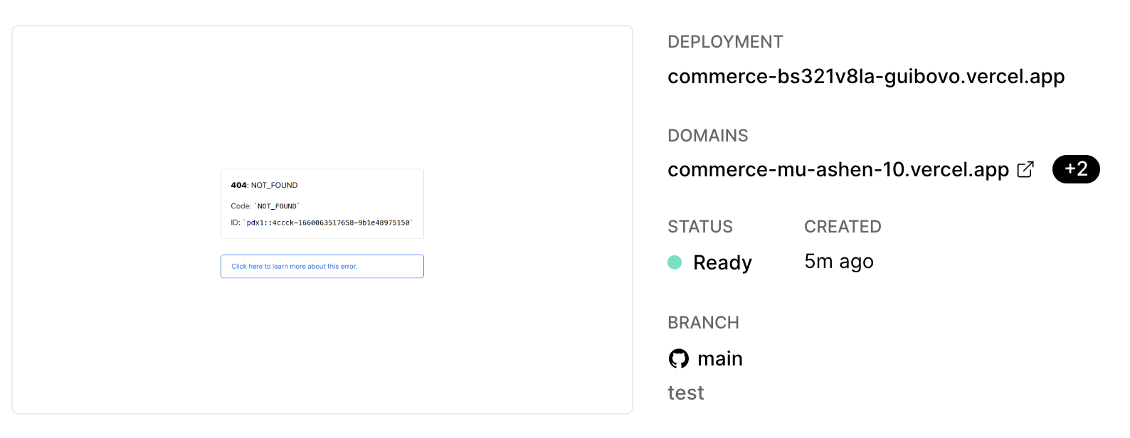 Deploying new instance of Nextjs Commerce in Vercel fails with 404 · Issue #672 · vercel ...