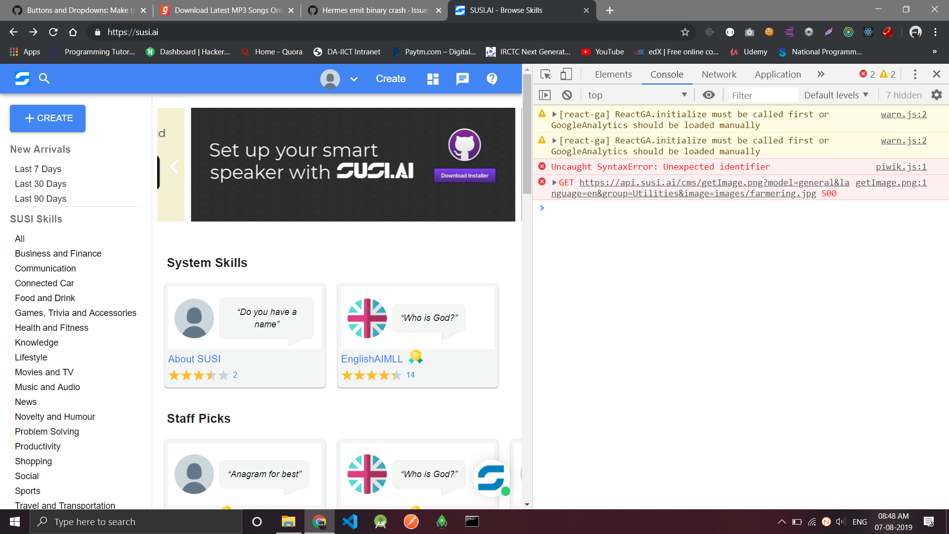 Not getting Image from server(farmering.jpg) · Issue #2797 · fossasia/susi.ai · GitHub