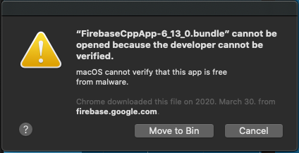 bundle cannot be opened because developer cannot be identified · Issue #632 · firebase ...