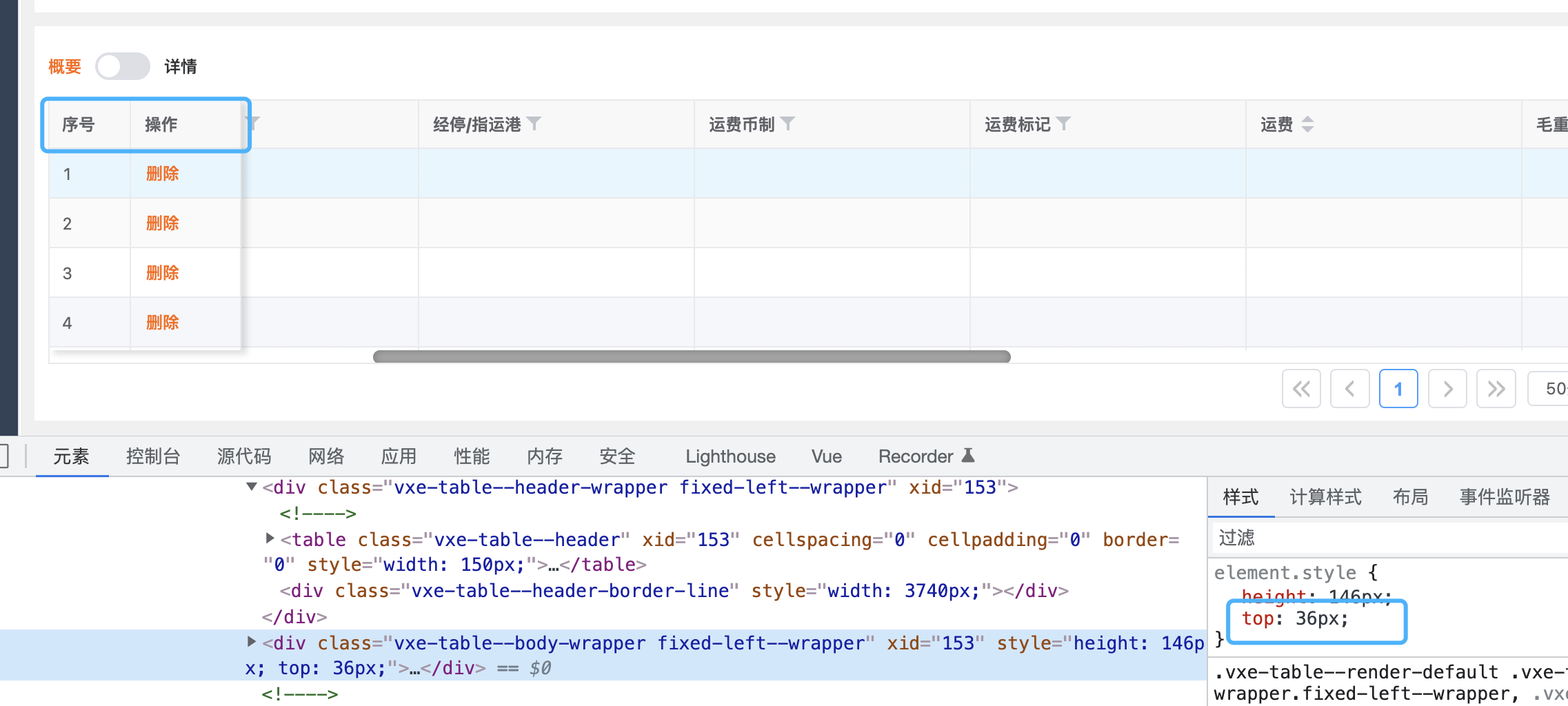 使用vxe-grid,当columns数组长度超过20，fixed:left固定项的表头不显示 · Issue #1665 · x-extends/vxe-table · GitHub