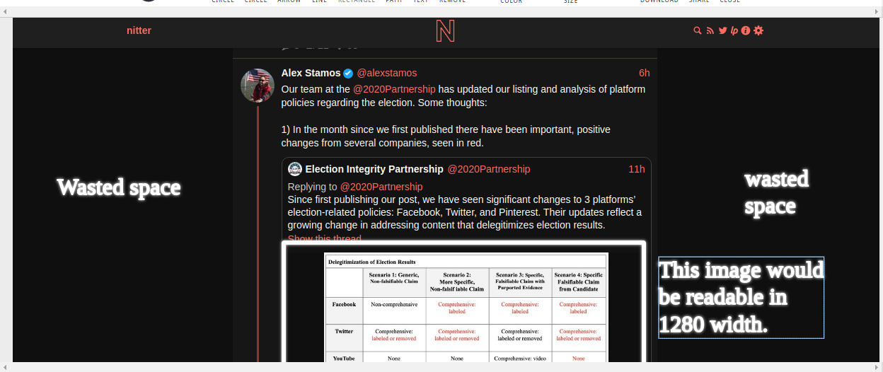 Wasted space in desktop (responsive view) · Issue #255 · zedeus/nitter · GitHub