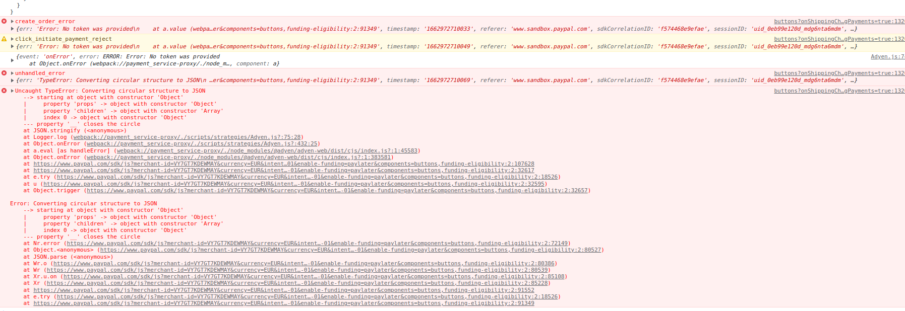PayPal - No token was provided · Issue #1728 · Adyen/adyen-web · GitHub