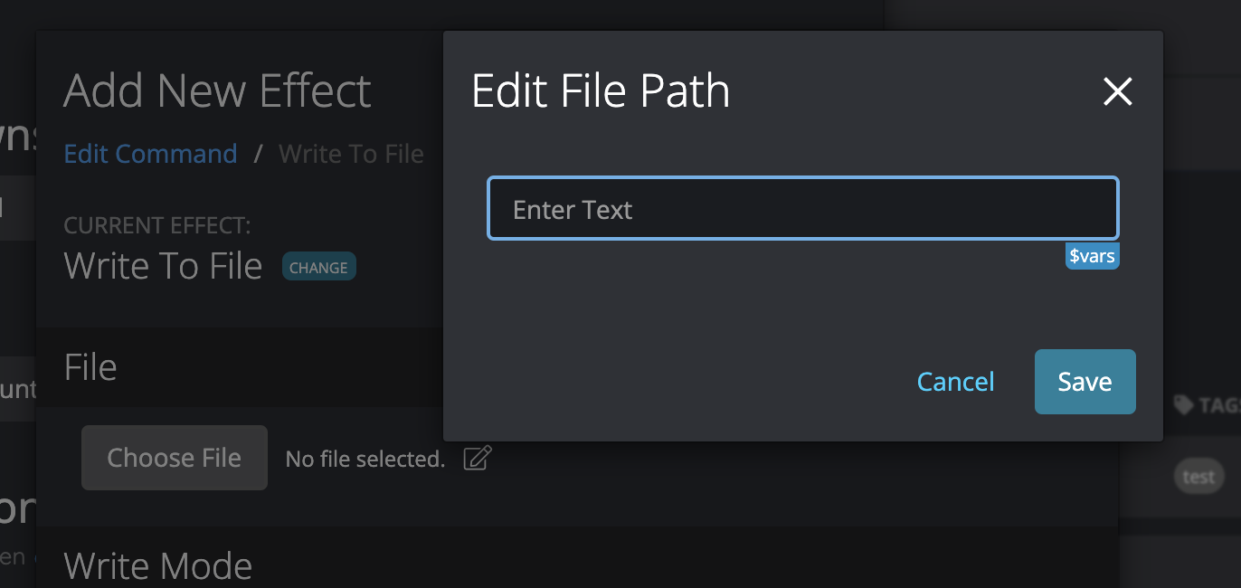 Feature Request Add Option To Input Filepath As Text To Write To File Effect · Issue 1464 