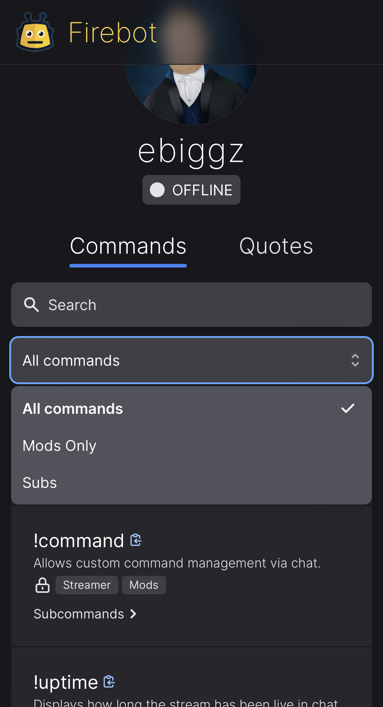 [Feature Request] Sort Tags in !commands webpage · Issue #1049 · crowbartools/Firebot · GitHub