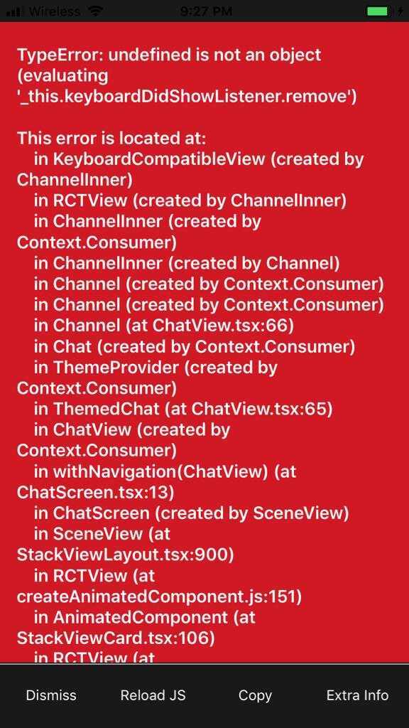 Crash caused by KeyboardAvoidingView · Issue #197 · GetStream/stream-chat-react-native · GitHub