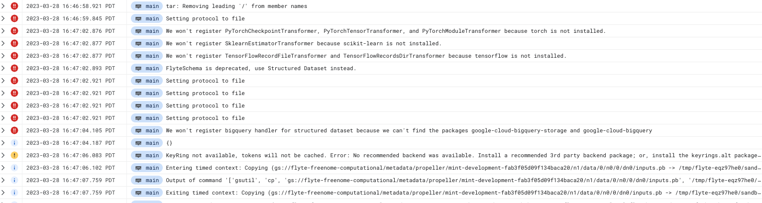 [BUG] Flyte's internal logger logs as error before user code is run · Issue #3549 · flyteorg ...