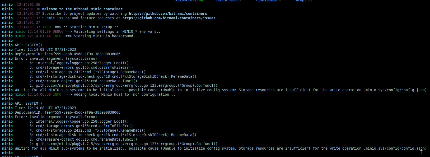 No Version Of Minio Starts Kubernetes Glasterfs · Issue 17813 · Bitnamicharts · Github