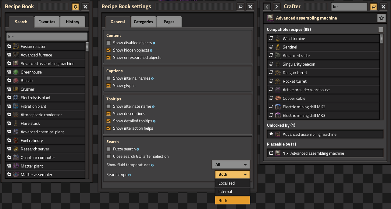 Feedback&Idee: Suche über Bezeichner name & prototype name · Issue #55 · raiguard/RecipeBook ...