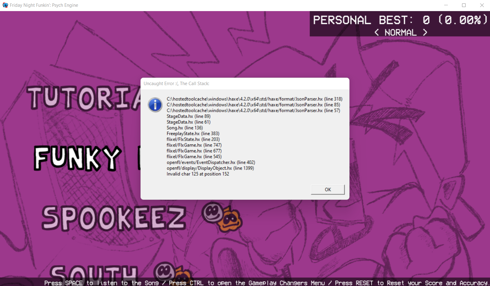 Invalid char 125 at position 152 · Issue #8646 · ShadowMario/FNF-PsychEngine · GitHub