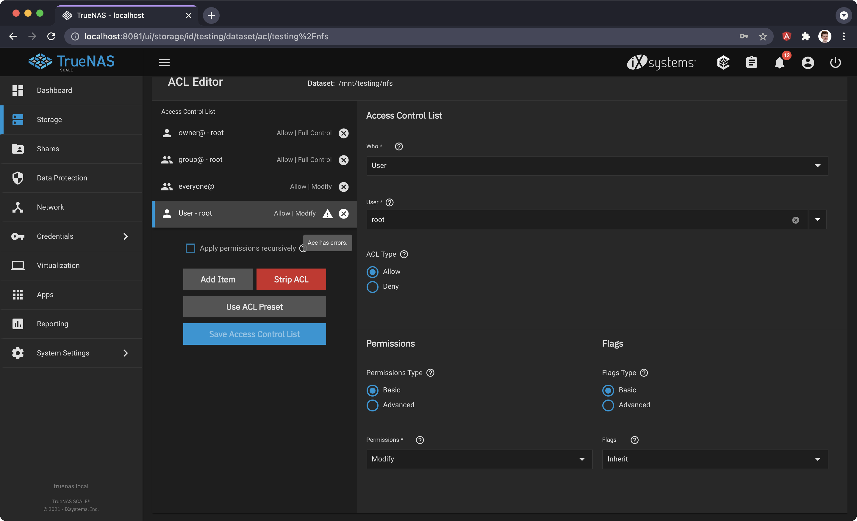 NAS-110764 / 21.08 / NAS-110764 - New NFS ACL Editor by undsoft · Pull ...