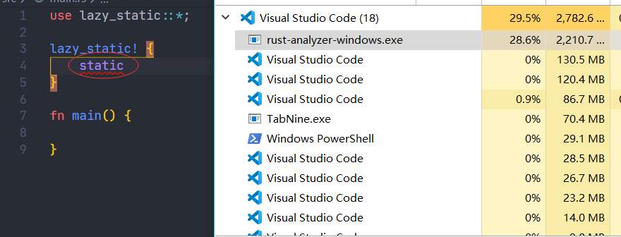 When writing "static" keyword in the lazy_static block, the memory ...