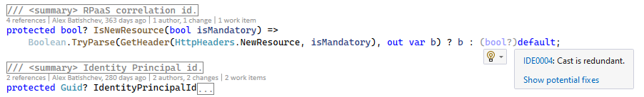 "IDE0004 C# Cast is redundant" is reported incorrectly for default · Issue #49954 · dotnet ...