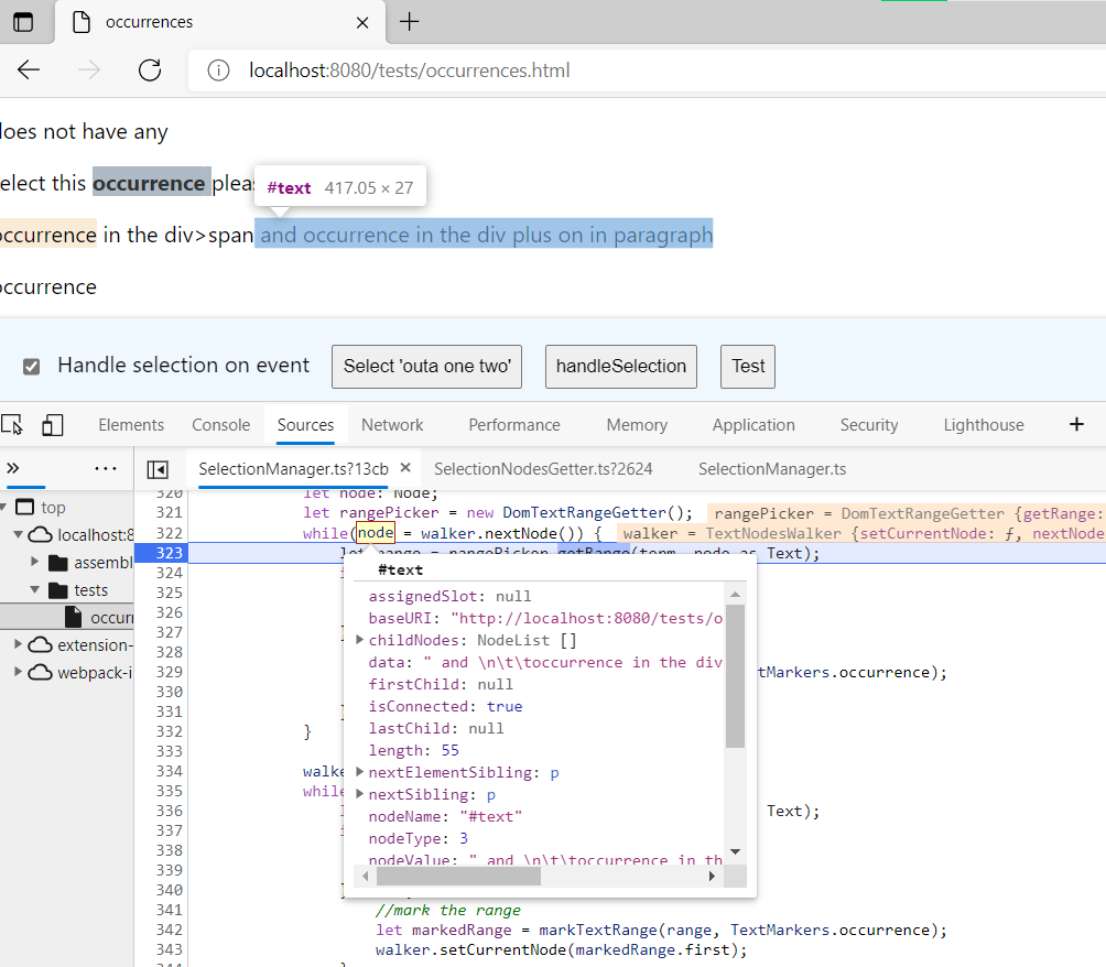 Mouse hover on DOM element or node should highlight it in the browser ...