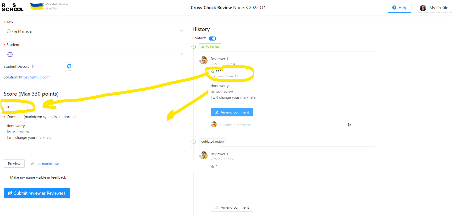 score is not updated from 0, when students edited their reviewer comments on cross-check · Issue ...