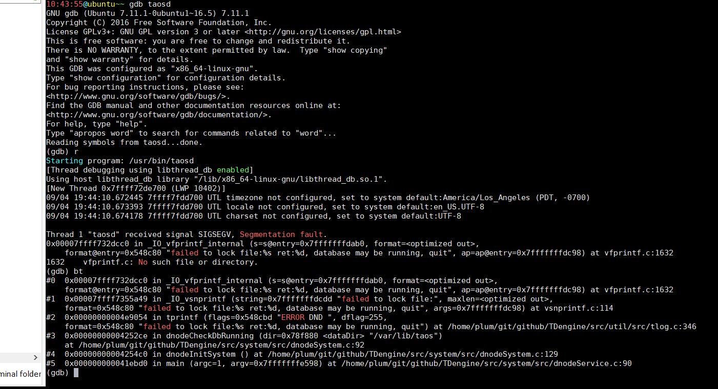 segmentation fault · Issue #461 · taosdata/TDengine · GitHub
