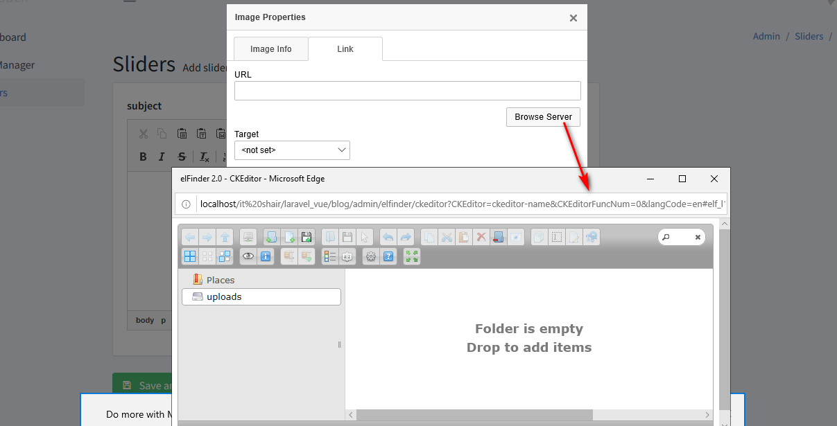 [4.X][Request] Ckeditor upload image directly from computer not el-finder connector · Issue ...