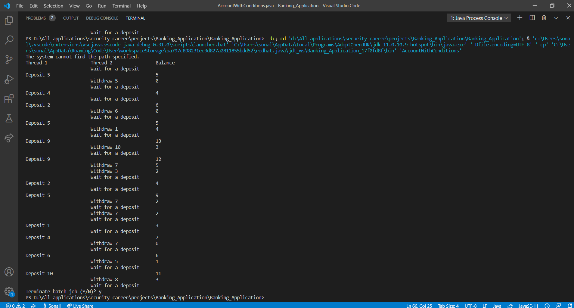 Github Sonalibante Banking Application Thread Safe Banking