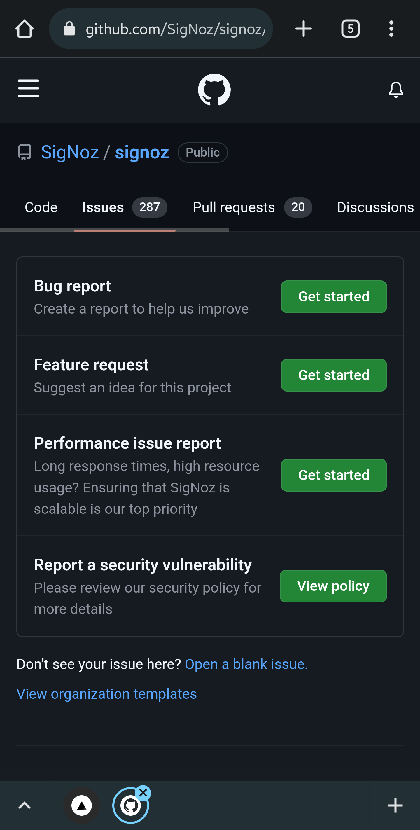 [feat]: Create template for documentation issues · Issue #1591 · SigNoz/signoz · GitHub