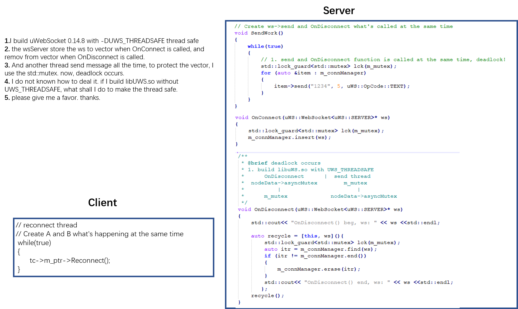 uWebSocket 0.14.8 deadlock when I use vector manage the ws by myself · Issue #1095 · uNetworking ...
