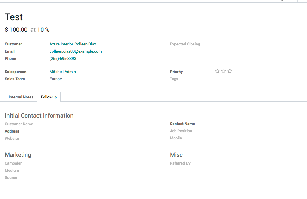 Followup Contact Information Is Not Displayed In Crm Lead · Issue 28227 · Odooodoo · Github