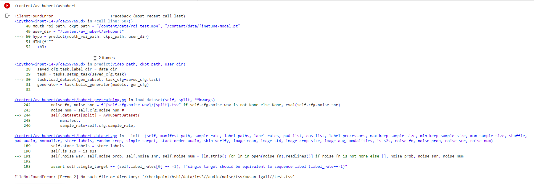 Running AVSR model in colab causes kernel to restart · Issue #99 · facebookresearch/av_hubert ...