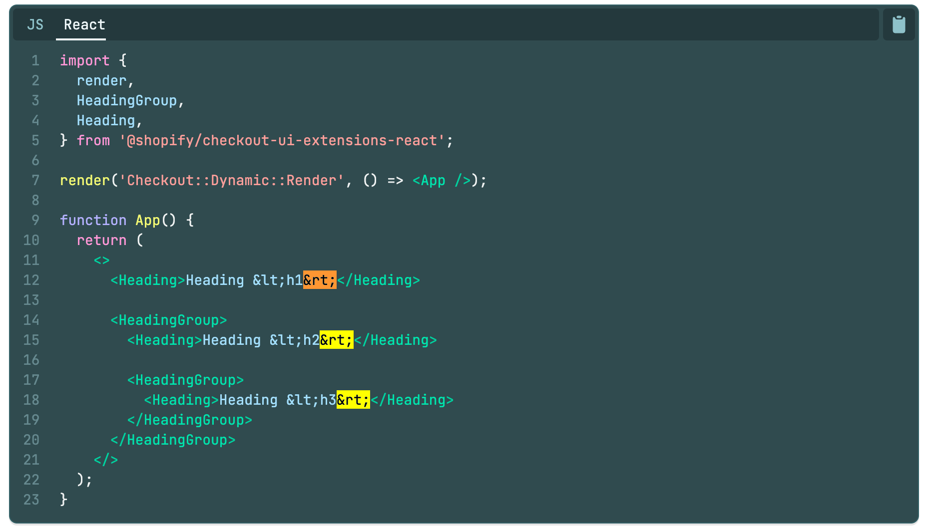 Docs Fix Entity In Headinggroup Example React · Issue 424 · Shopifyui Extensions · Github