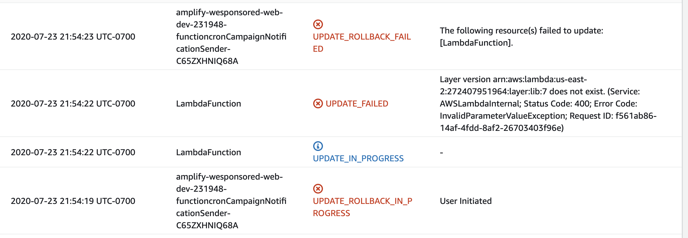 deleted lambda layer version in aws console, not cannot run "amplify push" · Issue #4948 · aws ...