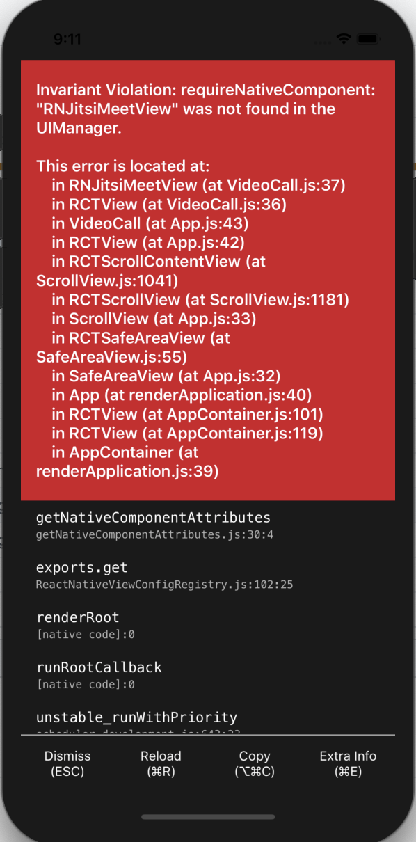 RNJitsiMeetView was not found in the UIManager · Issue #64 · skrafft/react-native-jitsi-meet ...