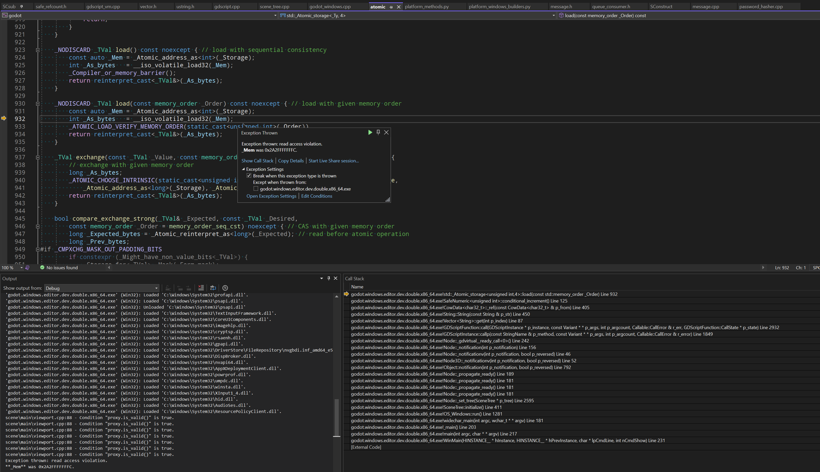 Atomic storage crash on script execution · Issue #71483 · godotengine/godot · GitHub