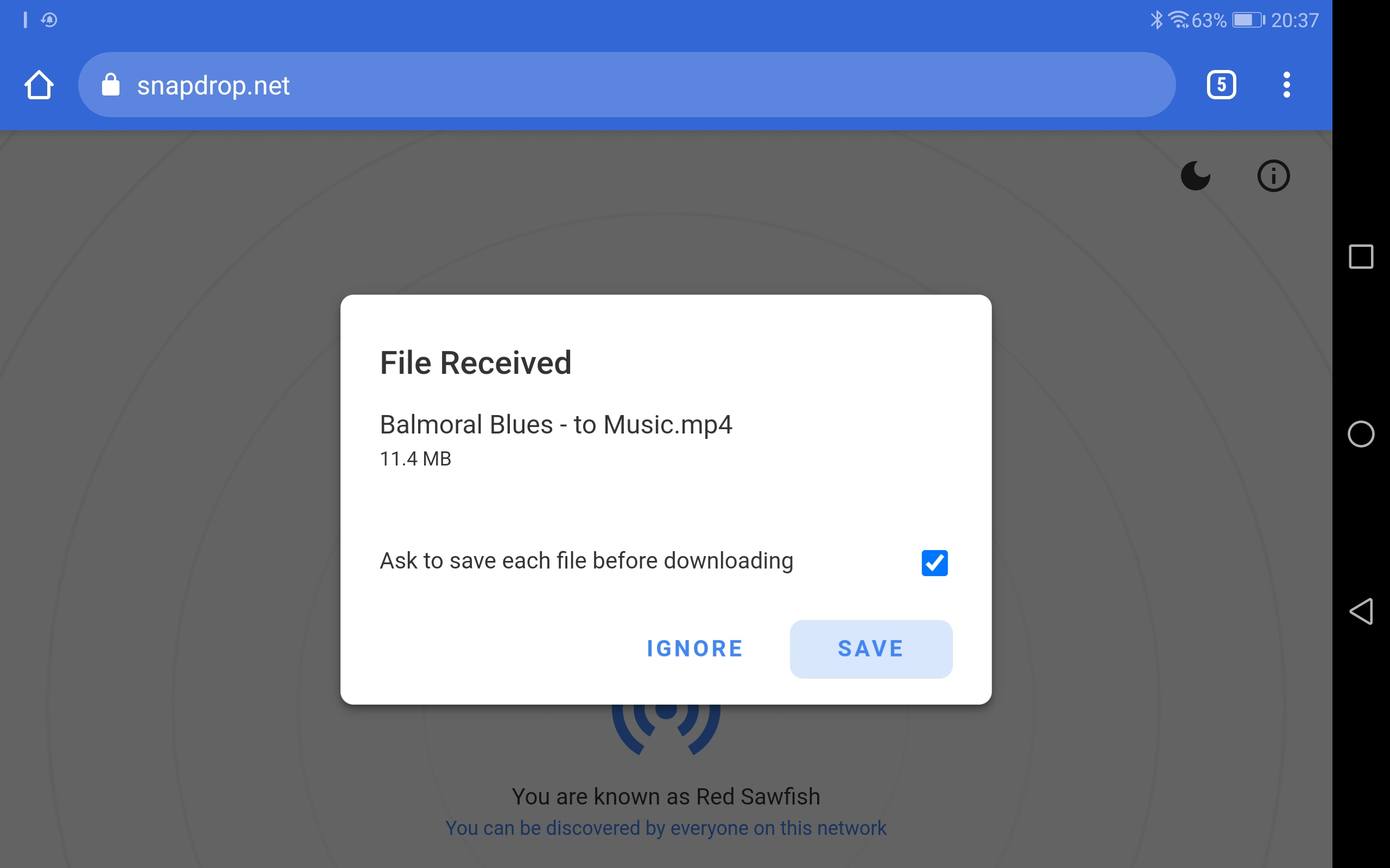 When i try to send anything, it lets me but but the file is corrupted and "transfer complete ...