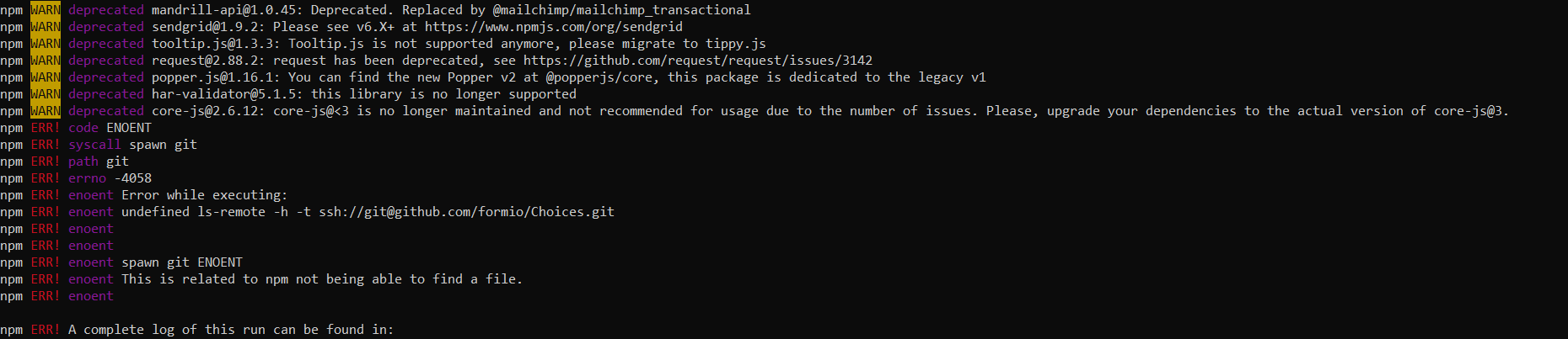 Unable to install form.io via NPM · Issue #1241 · formio/formio · GitHub