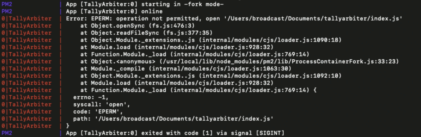 Startup with PM2 · Issue #68 · josephdadams/TallyArbiter · GitHub