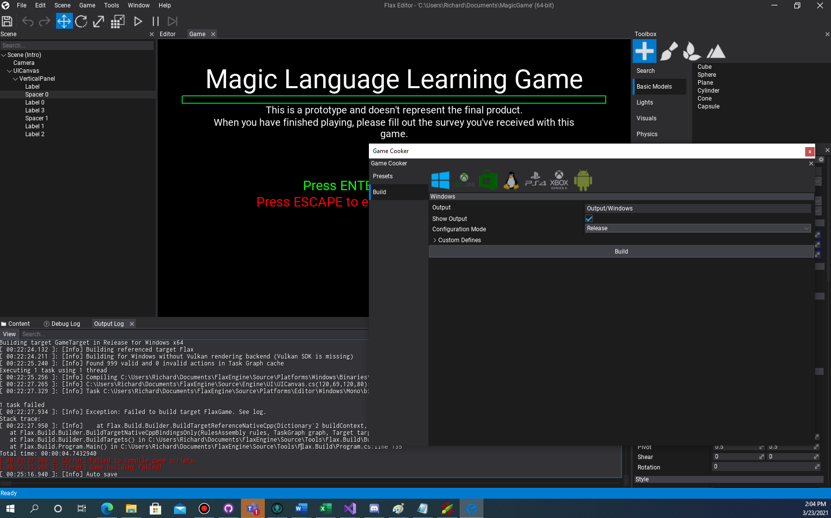 Unable to Cook the Game due to error in \FlaxEngine\Source\Engine\UI\UICanvas.cs · Issue #381 ...