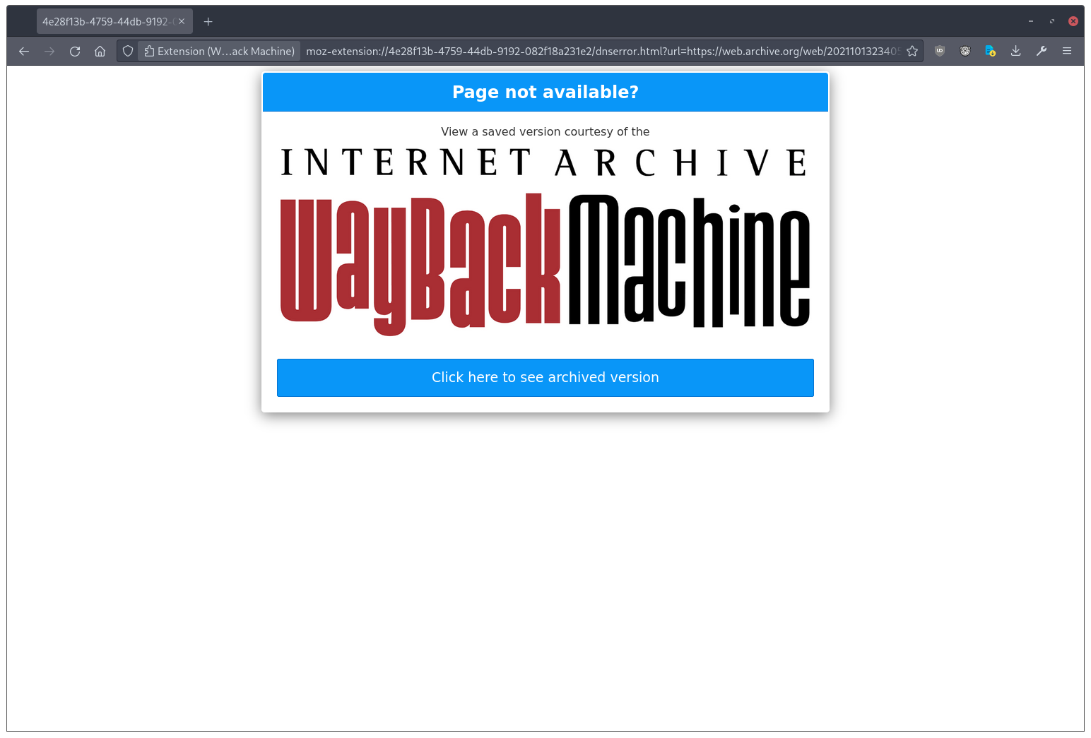 Opening the previous page in a new tab often incorrectly triggers the Wayback Machine extension ...